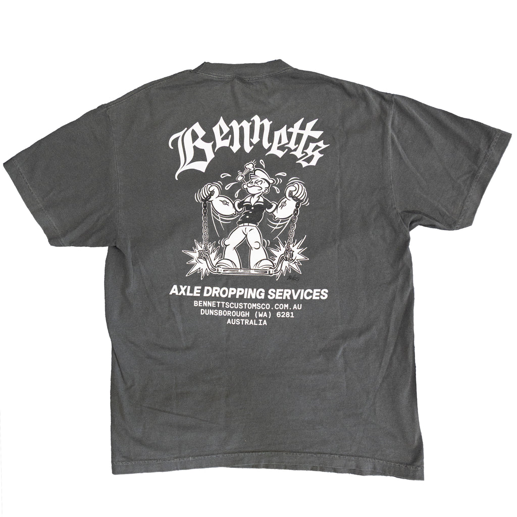 Popeye Axle Dropping Tee - Vintage Black – Bennetts Customs Co